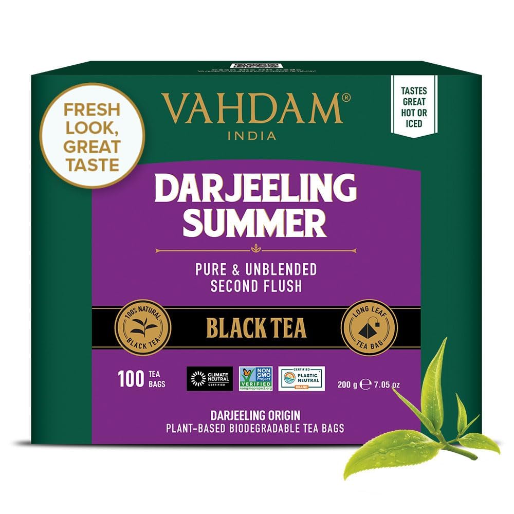Darjeeling Summer Black Tea 100 Long Leaf Pyramid Tea Bags Vahdam® Usa