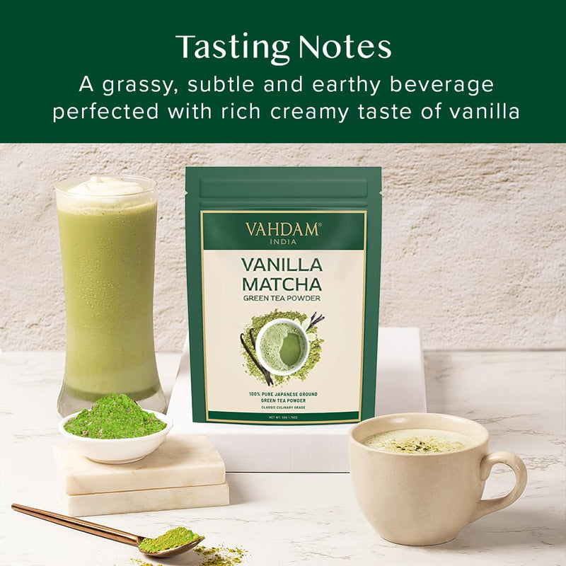 Buy Vanilla Flavoured Matcha Green Tea Powder Online | Premium Blend ...