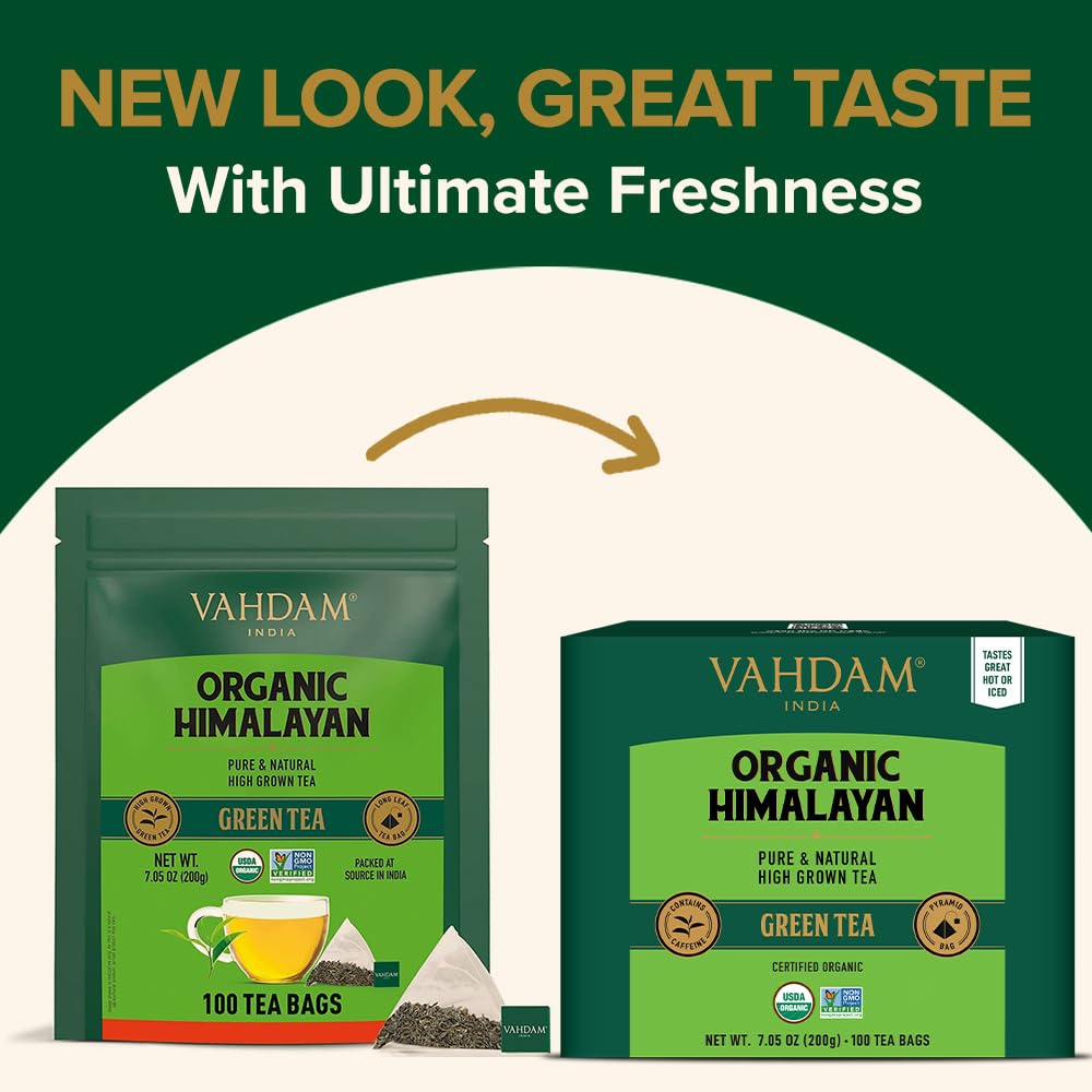 Himalayan Green Tea | 100 Long Leaf Pyramid Tea Bags @40% Off - VAHDAM® USA