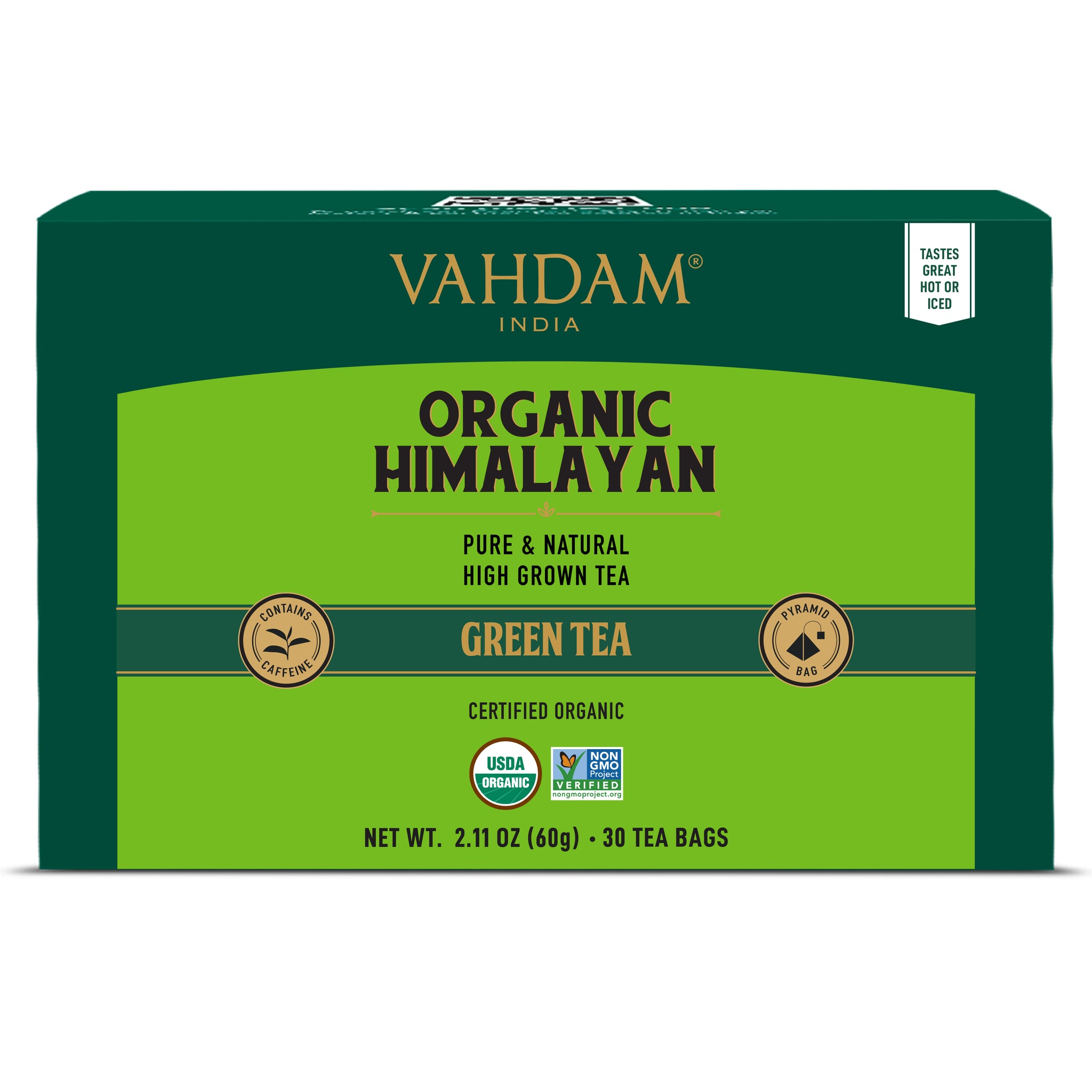 Organic Himalayan Green Tea, 30 Count | Premium Green Tea Bags | VAHDAM®