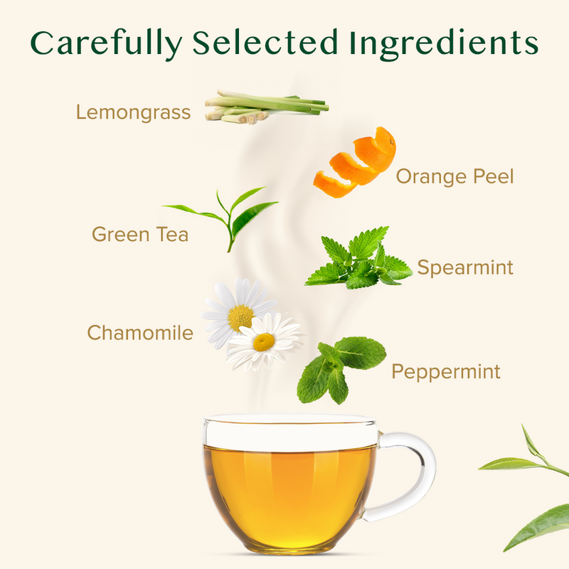 Chamomile Mint Citrus Green Tea | 30 Long Leaf Pyramid Tea Bags