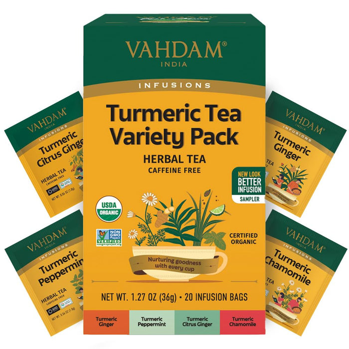 Turmeric Tea Variety Pack, 20 Tea Bags | Herbal Assortment | VAHDAM®