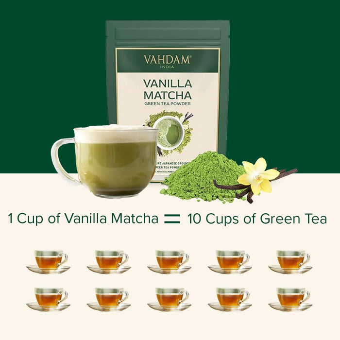 Buy Vanilla Flavoured Matcha Green Tea Powder Online | Premium Blend ...