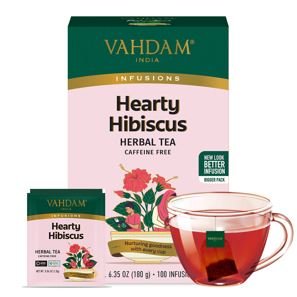 Hearty Hibiscus Herbal Tea Bags, 100 Count | Caffeine Free | VAHDAM®