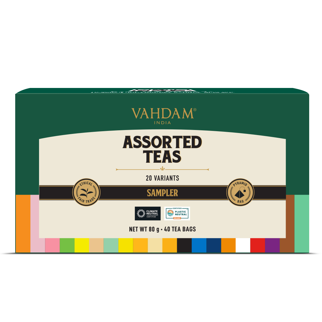 Assorted Tea Bags Sampler, (40 Pyramid Tea Bags) 20 Flavors