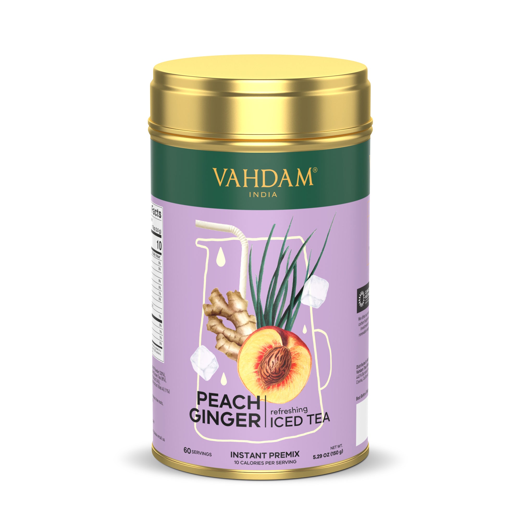 Peach Ginger Instant Iced Tea | Flavoured Iced Tea | 5.29 Oz