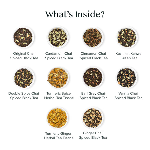 Chai Tea Loose Leaf Gift Sampler, 10 Teas | Premium Chai Collection ...