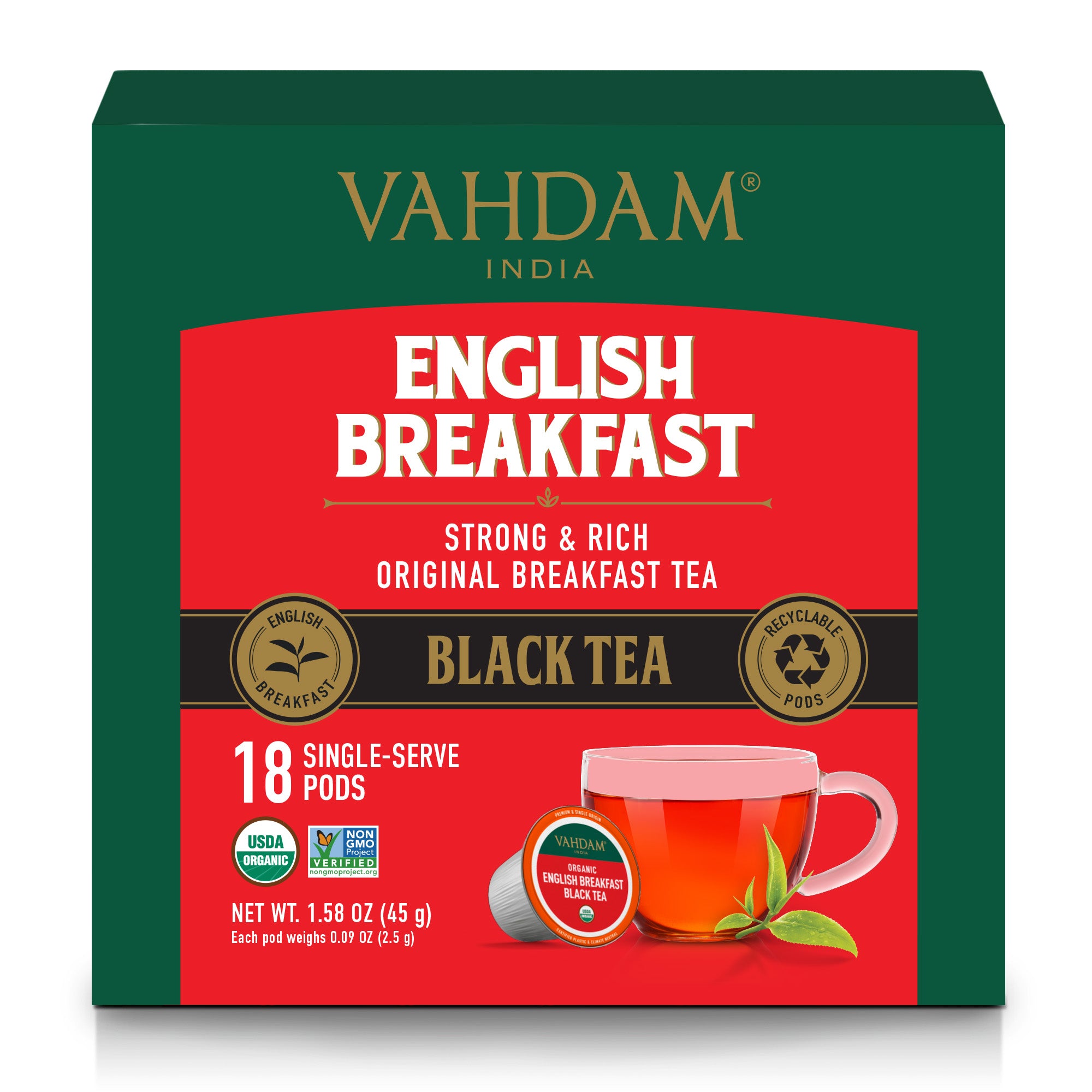 English Breakfast Black Tea: Single Serve Tea Pods