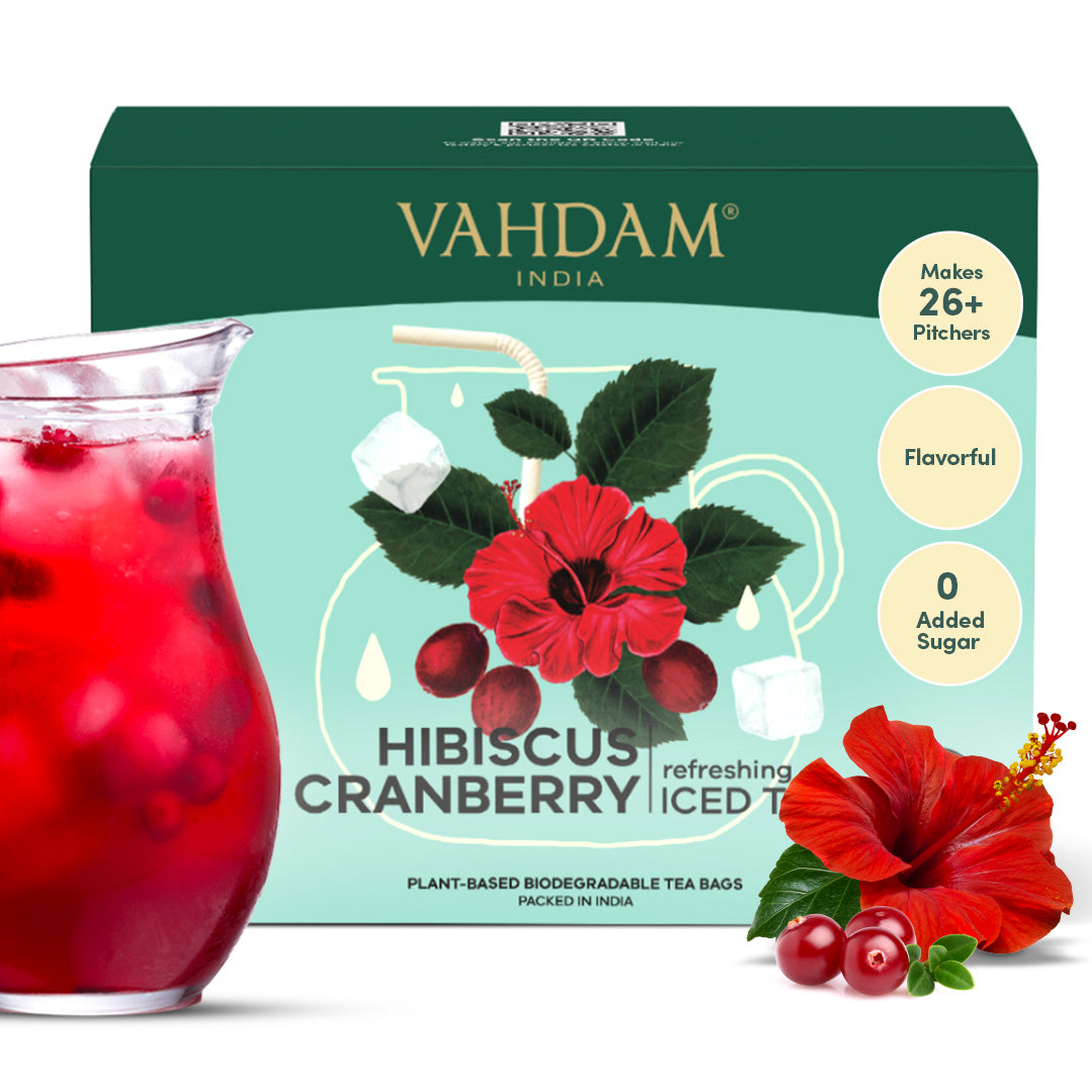 Hibiscus Cranberry Iced Tea | Flavoured Iced Tea | 26 Tea Bags - VAHDAM ...