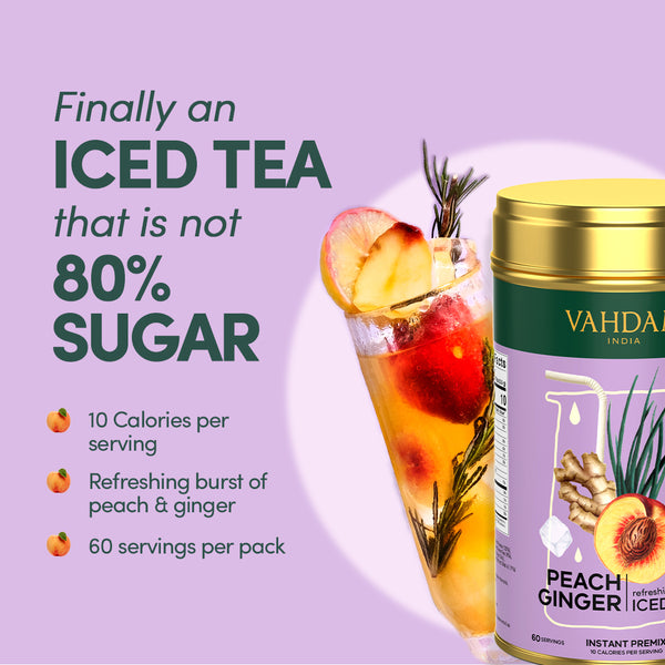 Peach Ginger Instant Iced Tea | Flavoured Iced Tea | 5.29 Oz - VAHDAM® USA