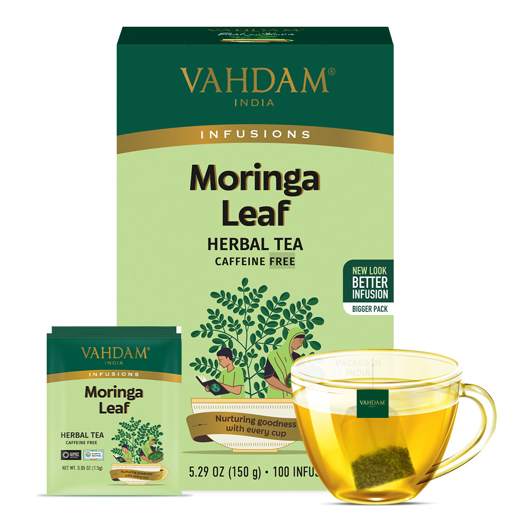 Moringa Leaf Herbal Tea 100 Count | Herbal Tea Bags | VAHDAM®