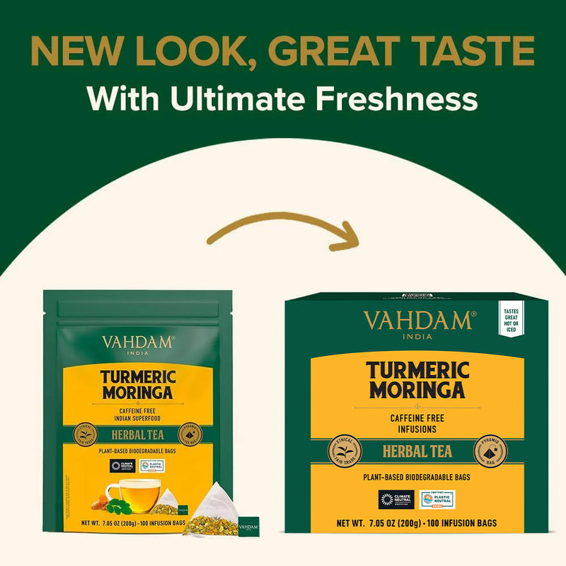 Turmeric Moringa Herbal Tea Tisane, 100 Count