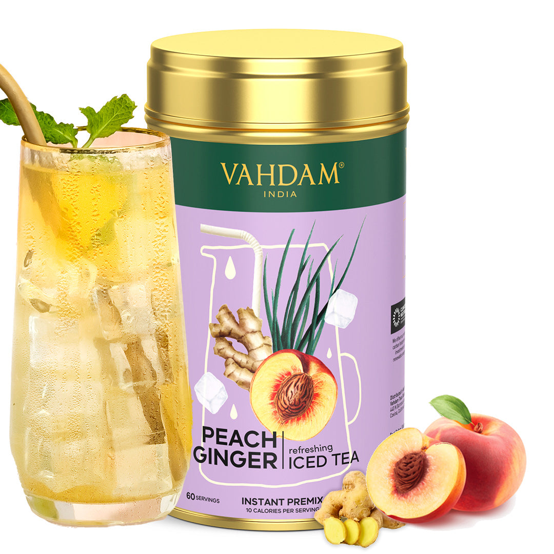 Peach Ginger Instant Iced Tea | Flavoured Iced Tea | 5.29 Oz - VAHDAM® USA
