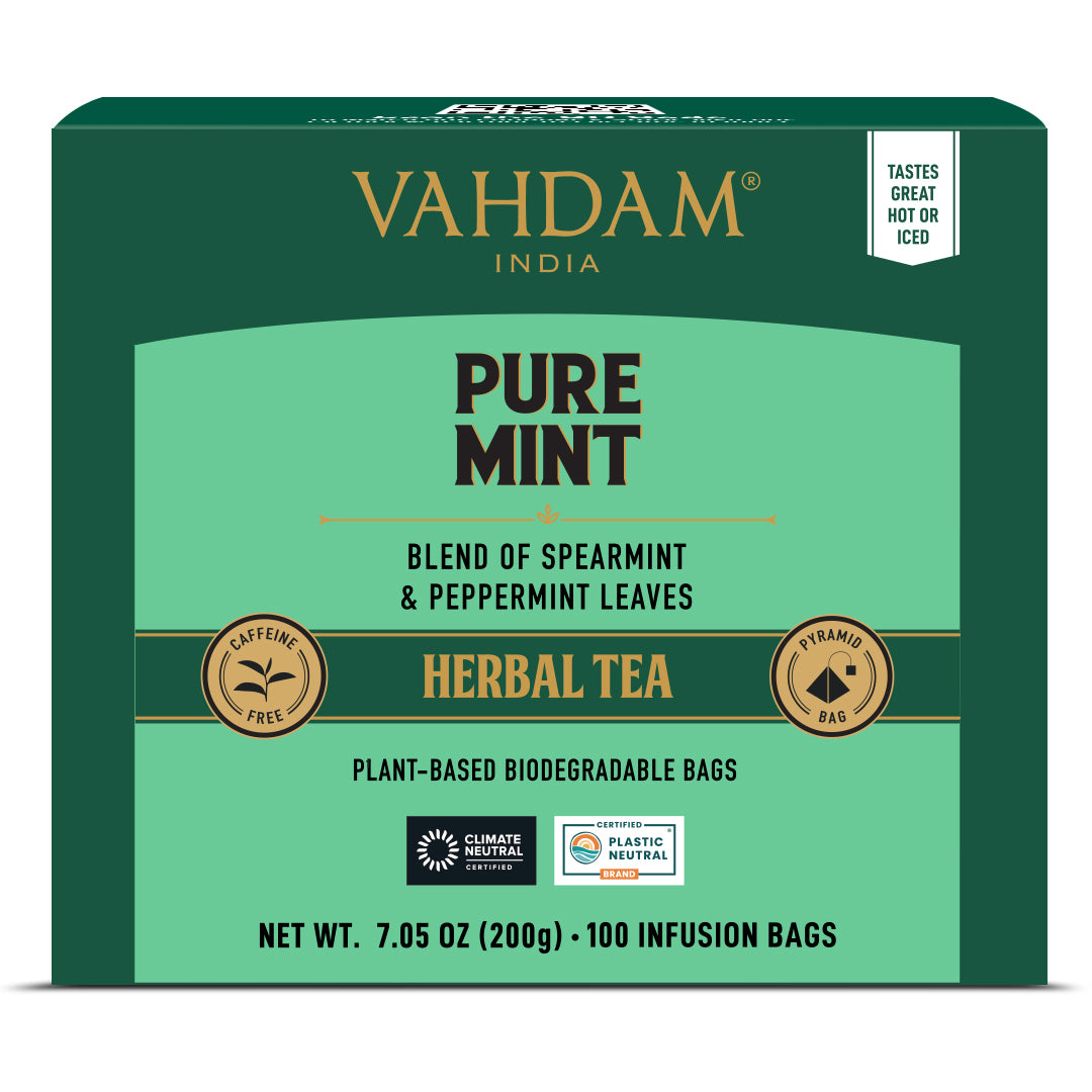 Pure Mint Herbal Tea Bags 100 Count | Refreshing Mint Tisane | VAHDAM®
