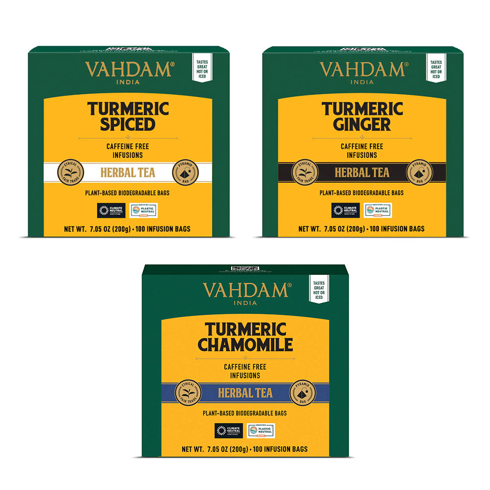 Turmeric Tea Bundle, Set of 3 | Herbal Tea Variety Pack | VAHDAM®