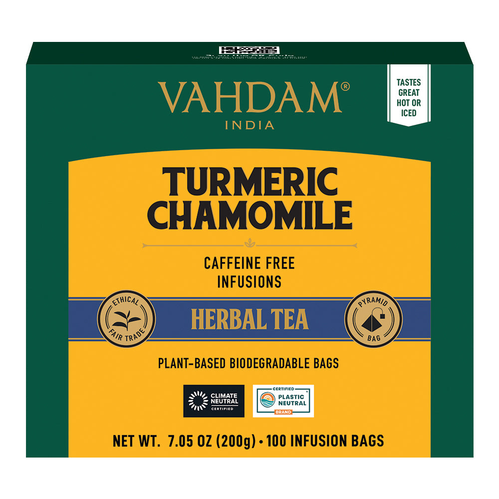Turmeric Chamomile Herbal Tea | 100 Long Leaf Pyramid Tea Bags