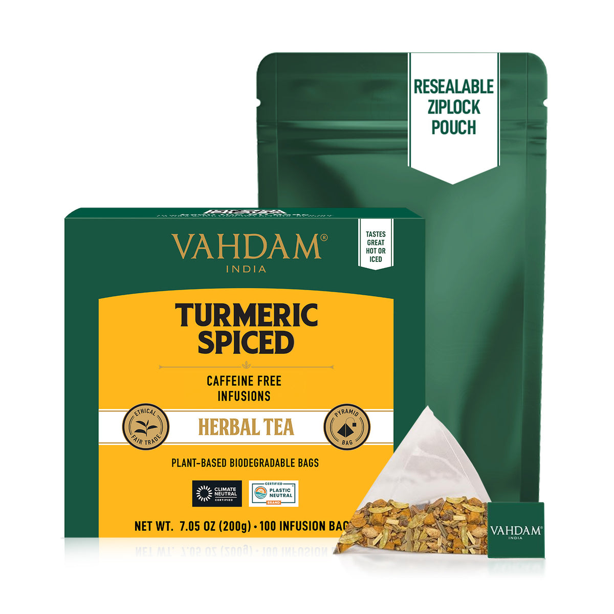 Turmeric Spiced Herbal Tea Tisane 100 Tea Bags | Caffeine Free | VAHDAM®