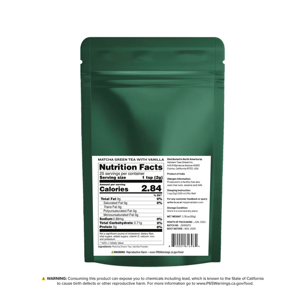 Buy Vanilla Flavoured Matcha Green Tea Powder Online | Premium Blend ...