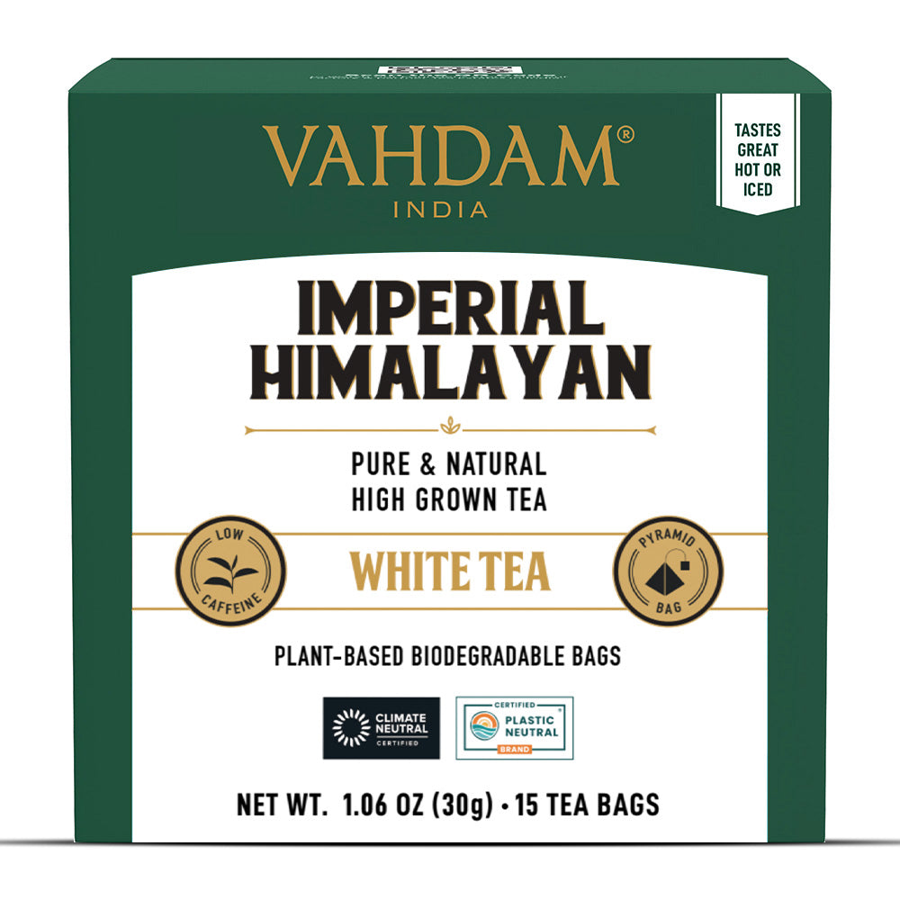 Imperial Himalayan White Tea Bags, 15 Count | Premium Tea | VAHDAM®