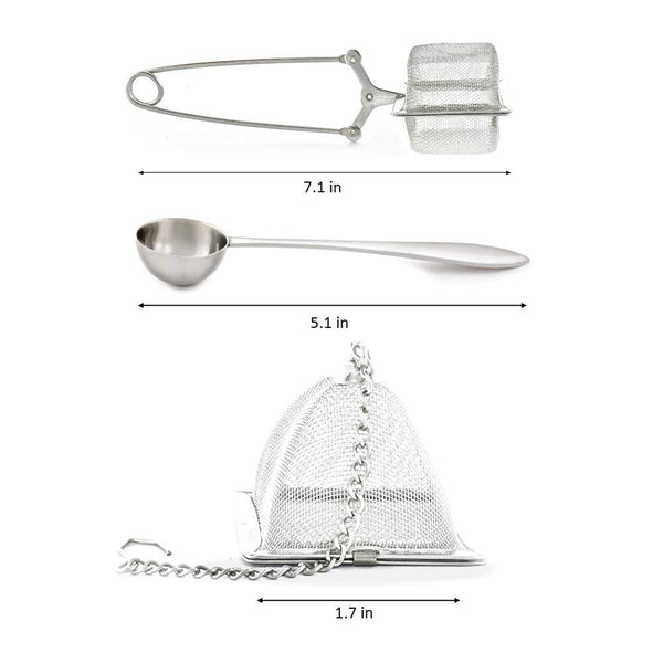 Tea Infuser and Spoon Trio | 3 Piece Tea Preparation Set for Loose Leaf ...